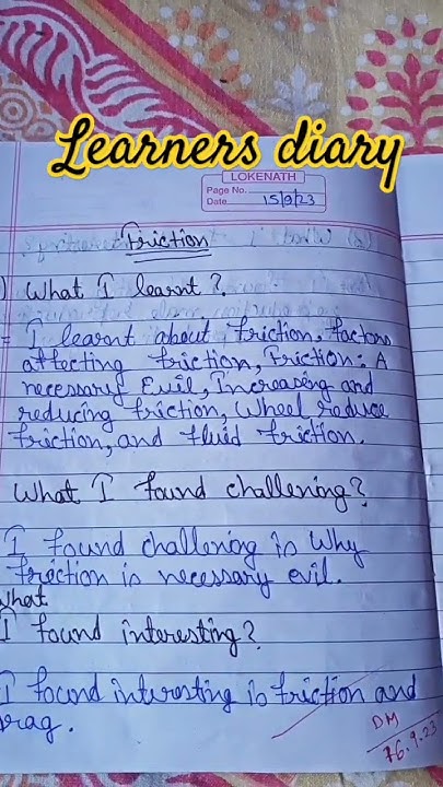 learners diary class 8 science chapter 11 friction #viral #learning # ...