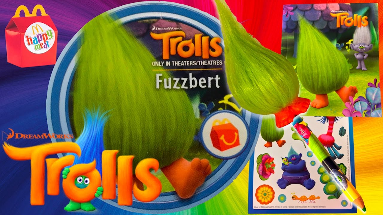2016 McDonald's Toy Trolls Silly Play & Unbox Fuzzbert #5 - YouTube