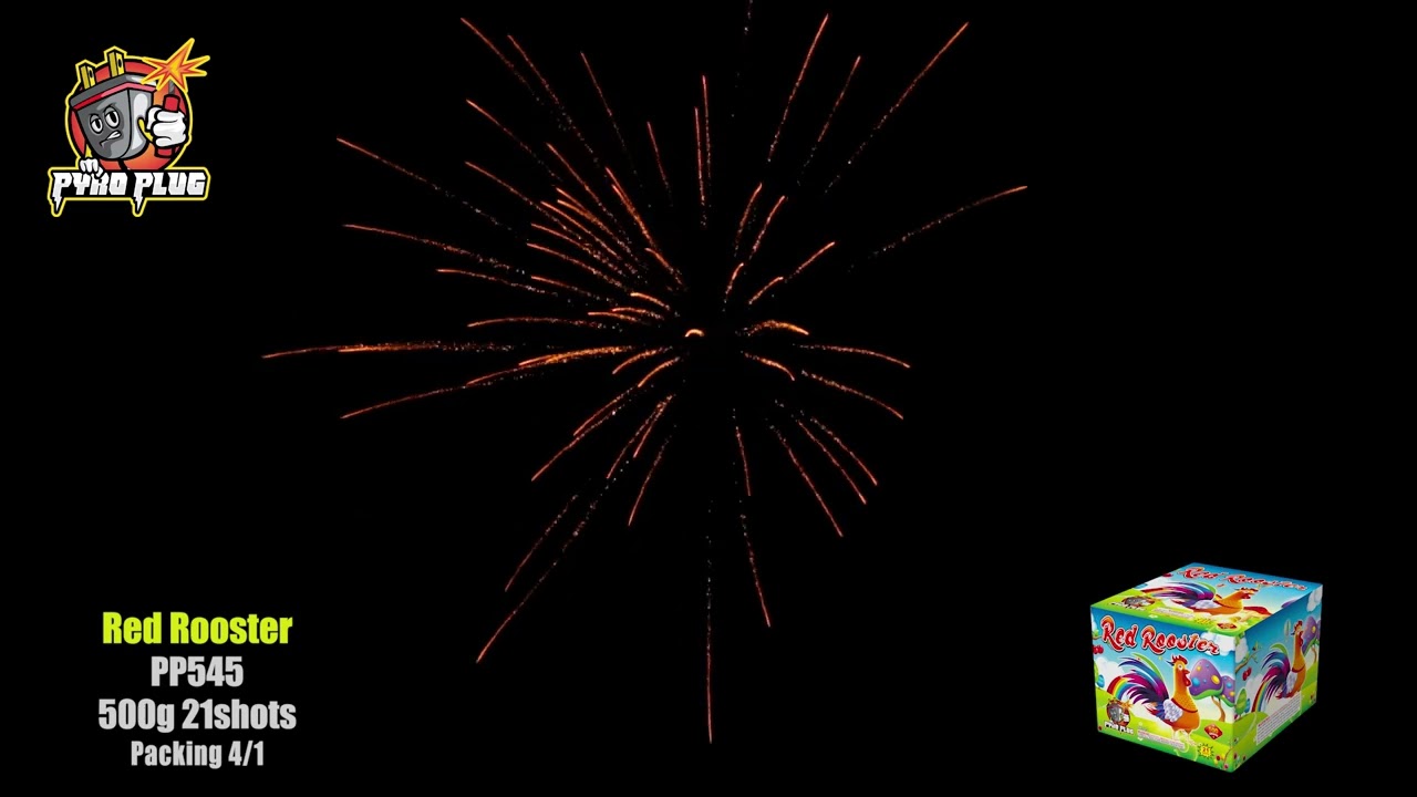 Red Rooster Firework 500g Cake By Pyro Plug Fireworks PP545 - YouTube