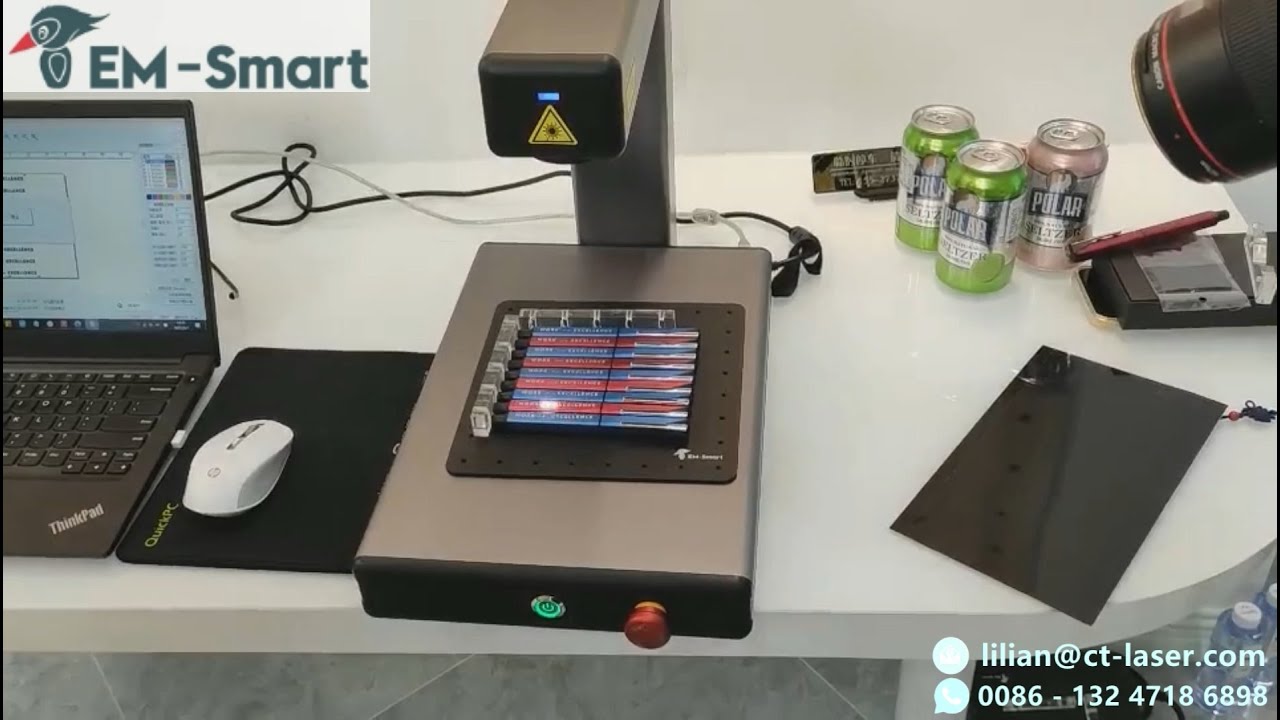 Ball pen laser marking - YouTube