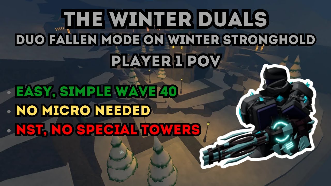 THE WINTER DUALS PLAYER 1 POV - GET FALLEN MINIGUNNER NST | Roblox TDS ...
