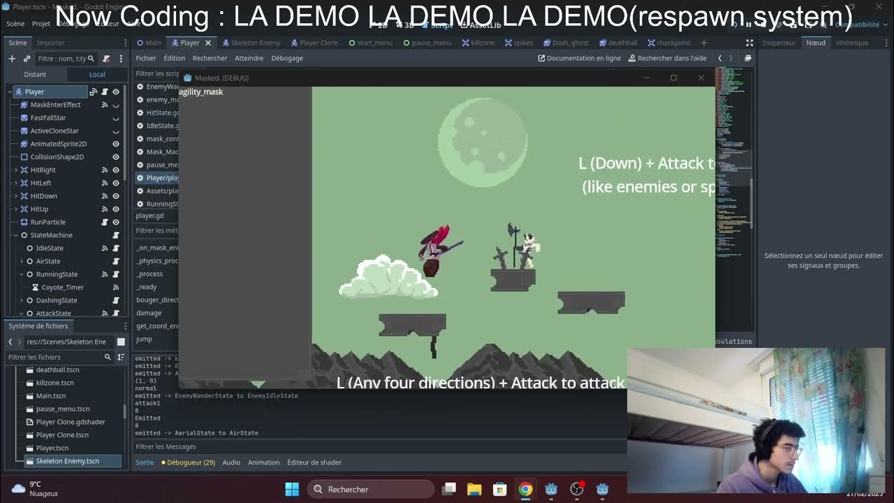 Rediffusion - 27 Fevrier 2025 - (Bientot la demo)Game Dev sur Godot4 / French // Platformer,et ...