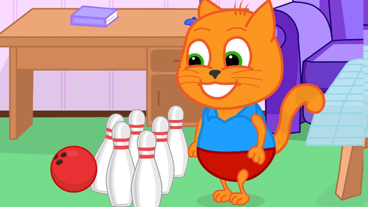 Cats Family in English - Home Bowling Cartoon for Kids - YouTube
