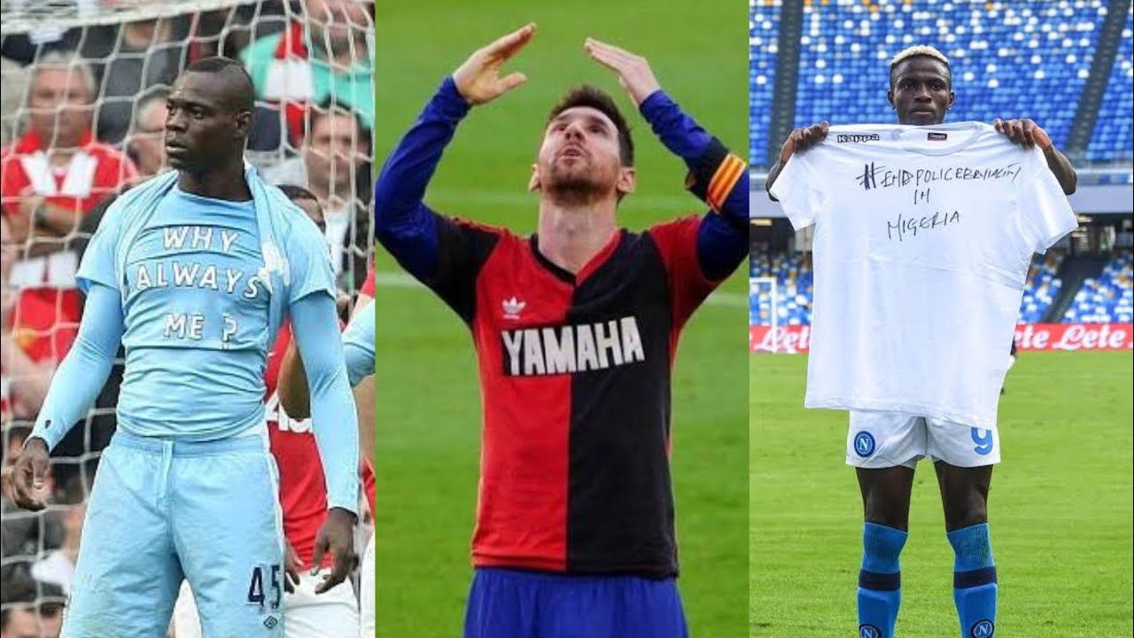 Footballers shirt message celebration - YouTube