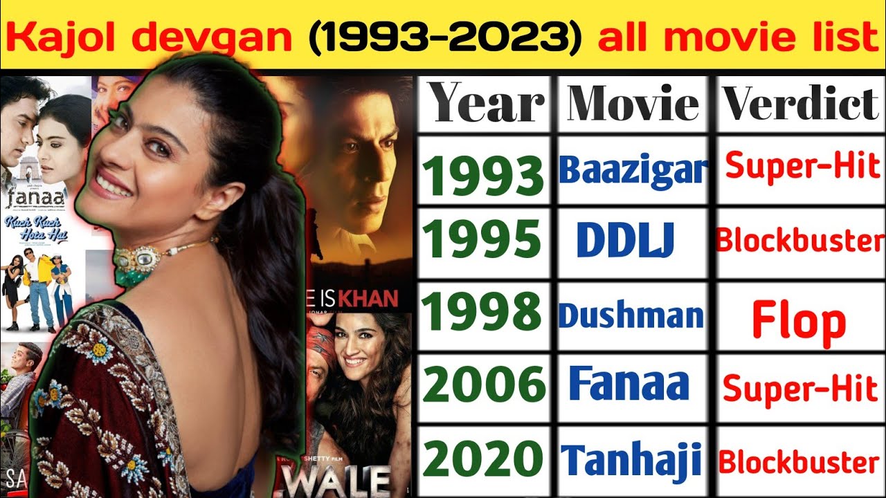 Kajol Devgan (1993-2023) movie list | Kajol Devgan all movie list ...