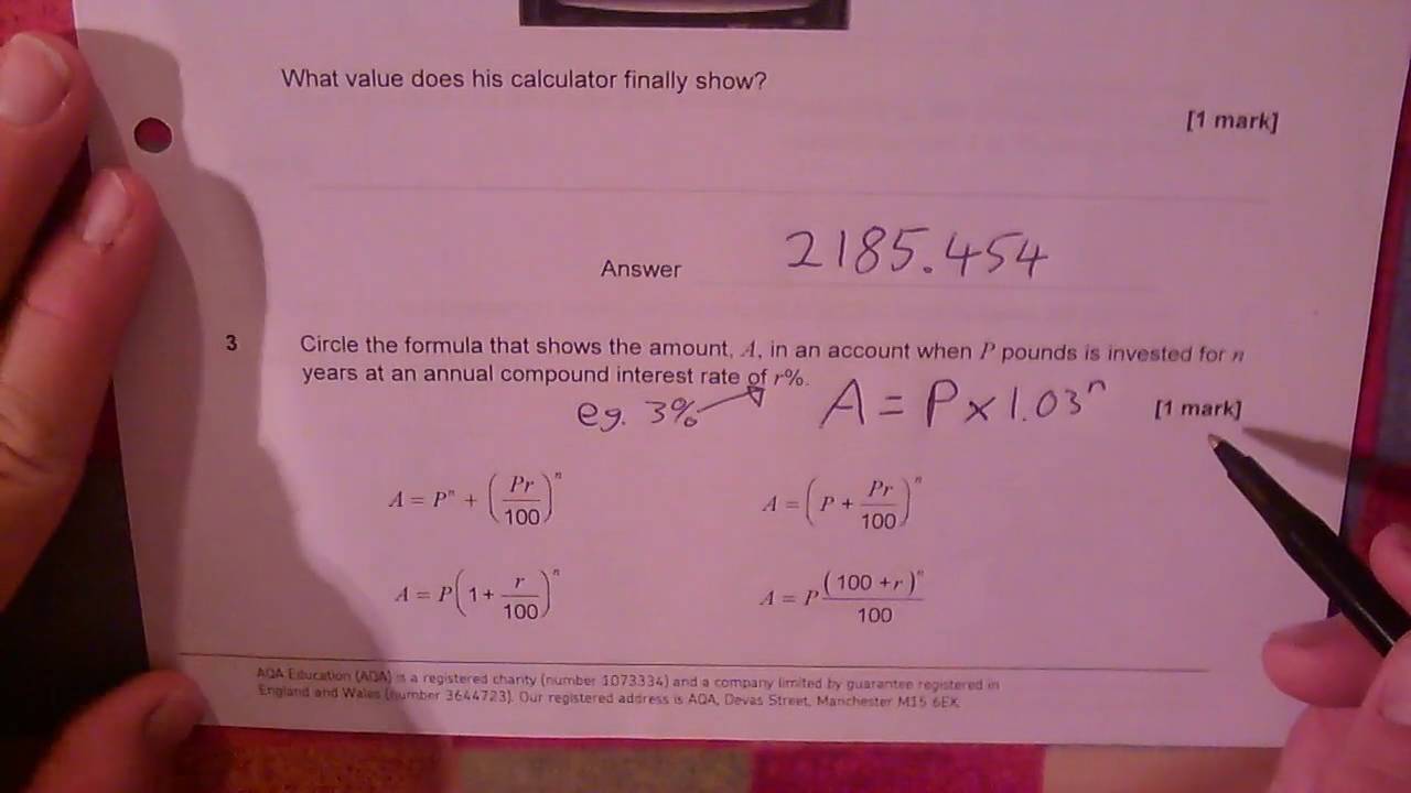 AQA Topic Growth and Decay Higher Q3 rearranging Equations - YouTube