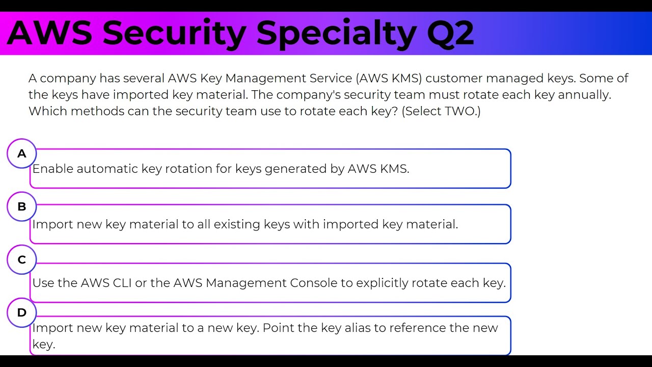 AWS Certified Security Specialty Practice Question Set (SCS-C02) Q2 ...