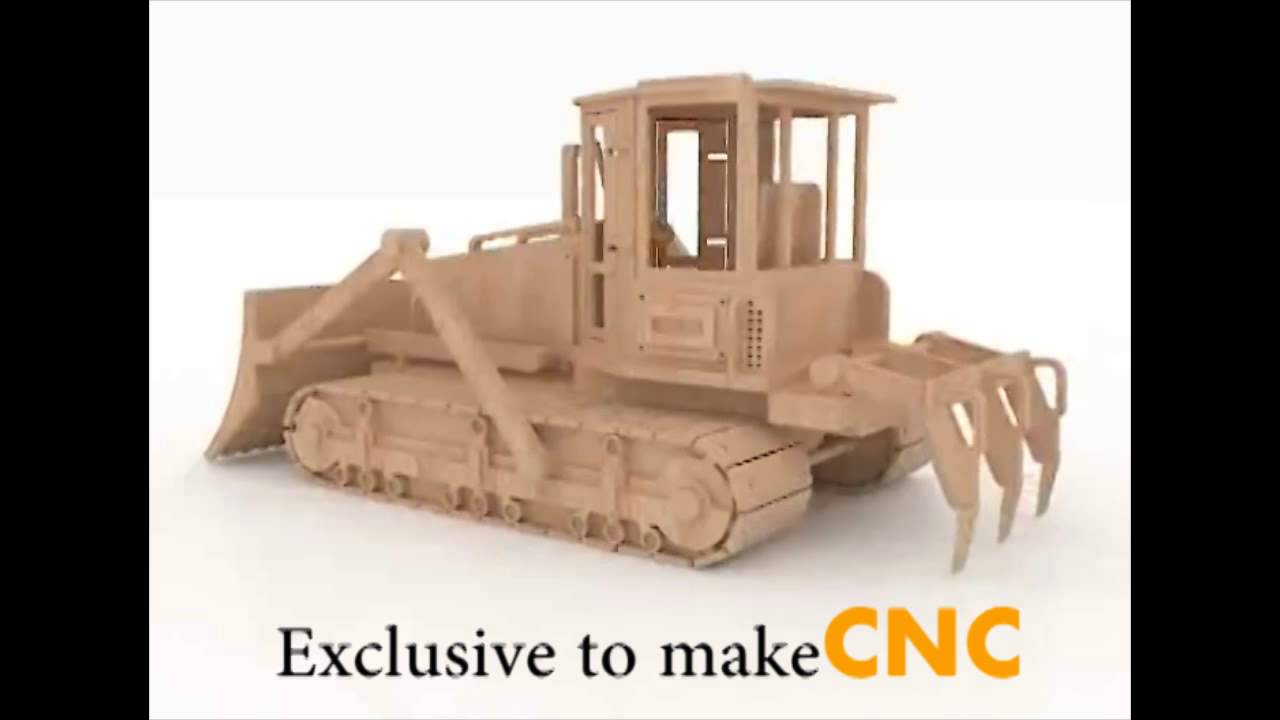 Bulldozer 3d puzzle CNC router laser cutting patterns Scroll Saw - YouTube