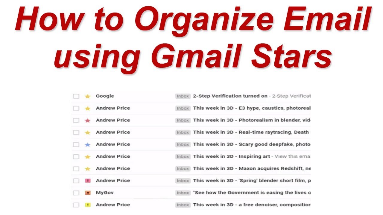 How to Organize Email using Gmail Stars - YouTube