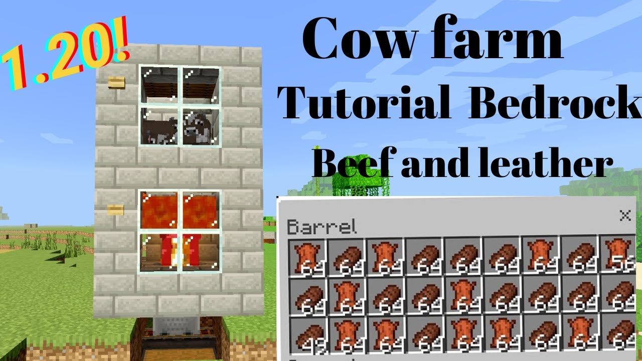 Easiest Cow Farm Minecraft Bedrock 1,20! - YouTube