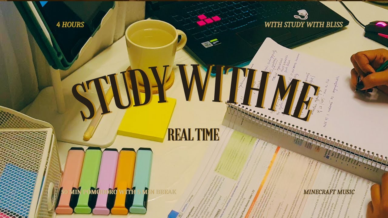 study with me | 4 hours | 3 x 50-Min Sessions + Minecraft Music 🎮🎶 | Med student | India - YouTube