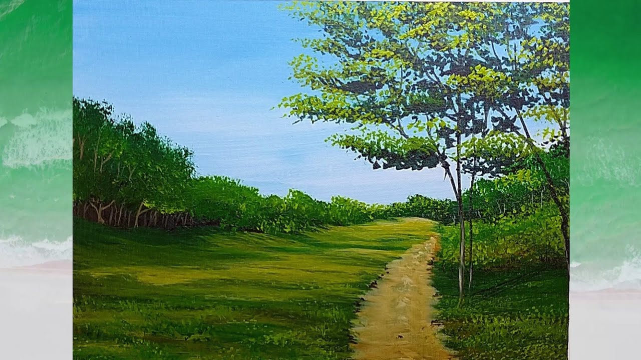 How to Paint a Green Field- Idea Acrylic Painting on Canvas/ For ...