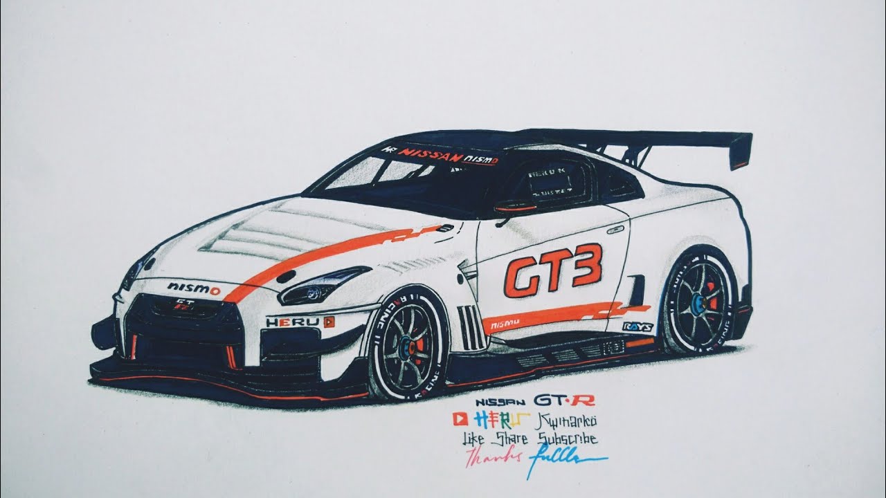 Nissan GTR Nismo, menggambar Super Car Nissan GTR, Drawing Nissan GTR ...