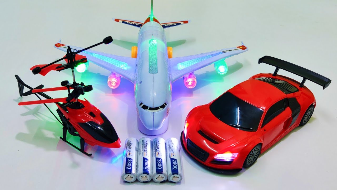 3D Lights Airplane A38O & 3D Lights Rc Car & Radio Control Helicopter ...