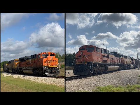 BNSF 8423 leads a long southbound coal train into the LRCA Coal plant In Fayetteville Texas ...