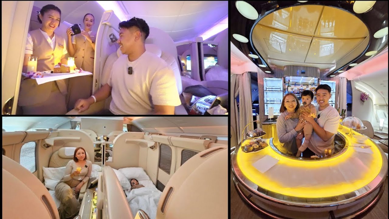 Emirates First Class | Birthday Celebration In Plane | Family Travel ...