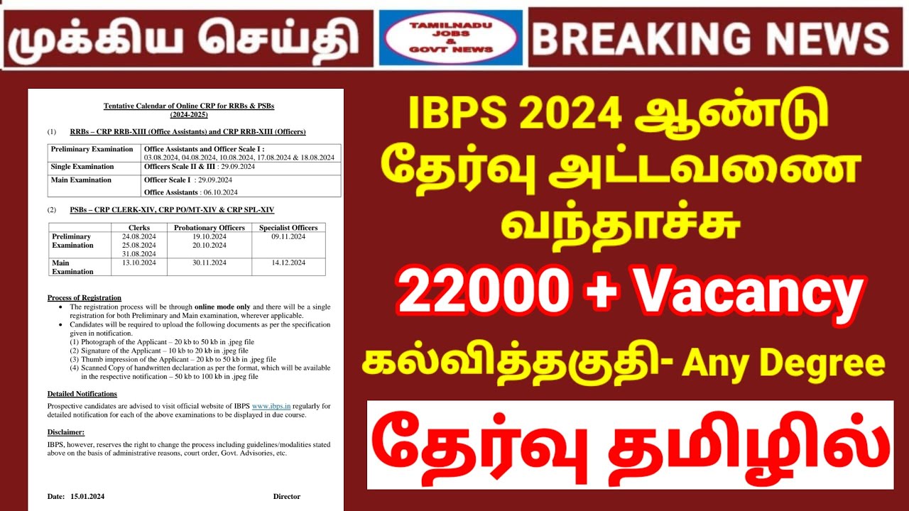 IBPS Annual Planner 2024 | 4 தேர்வுகள் | IBPS RRB, Clerk, PO exam ...