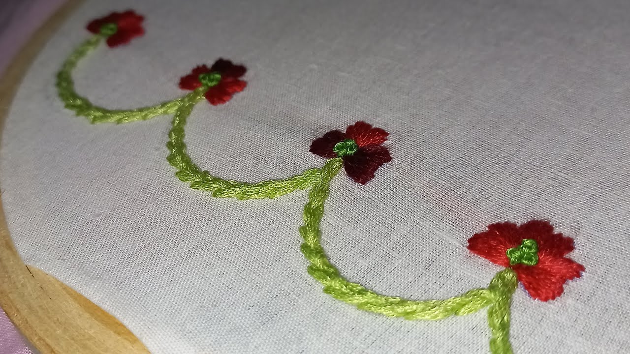 Very easy and beautiful border design | Hand embroidery for beginners ...