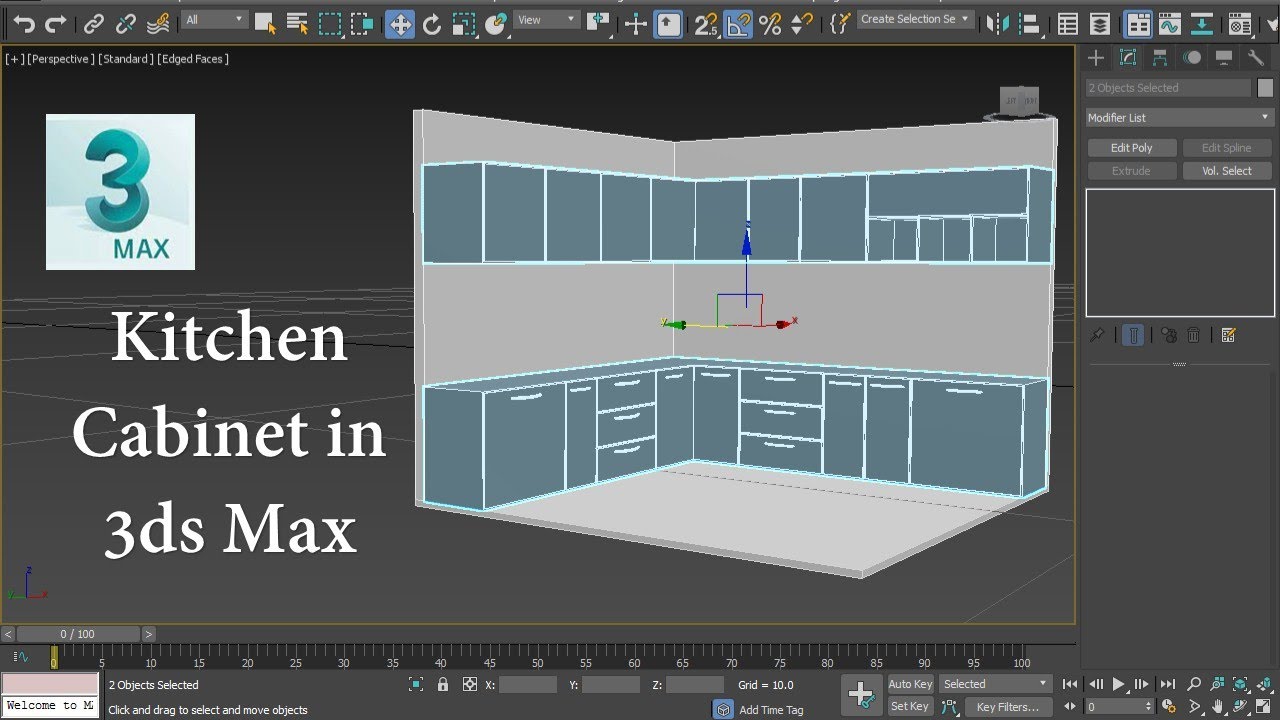 kitchen cabinet in 3ds max | kitchen cabinet modeling in 3ds max - YouTube