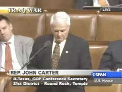 Iraq Troop Surge Debate : John Carter - Pro Surge - YouTube