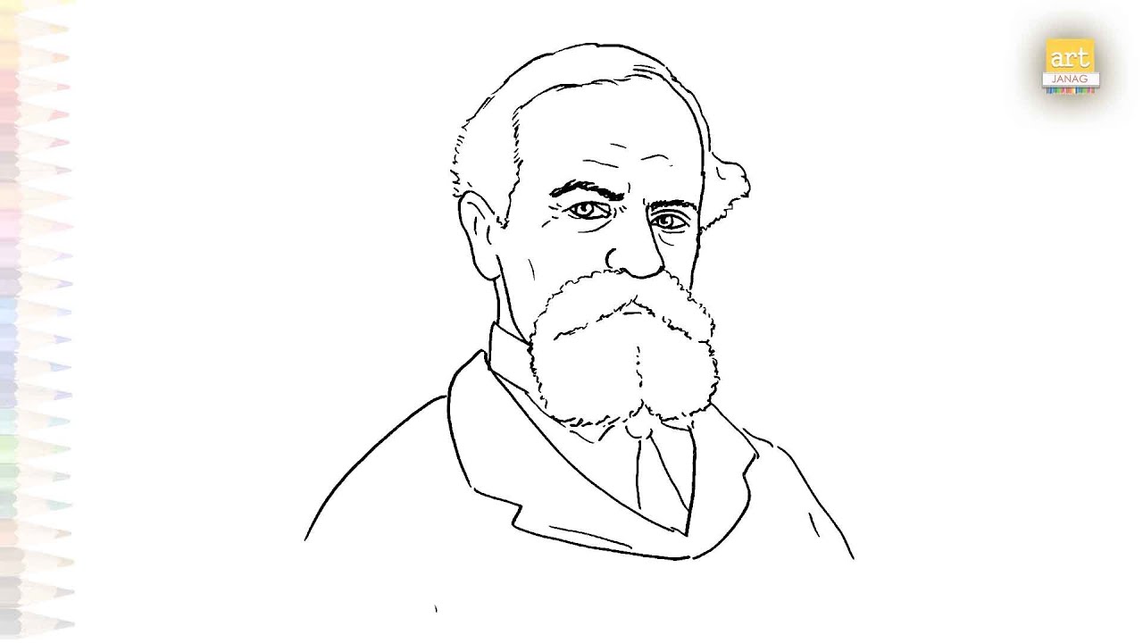 William James portrait drawing easy | Outline sketches | How to draw ...