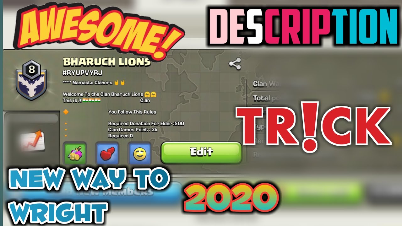 How To Make Awesome Description in Coc | Make Long Description In COC ...