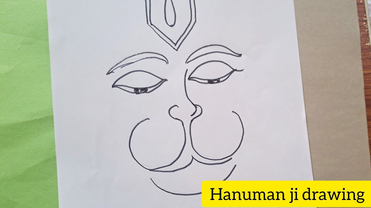 Hanuman ji face outline drawing easy tutorial for beginners | Hanuman ...