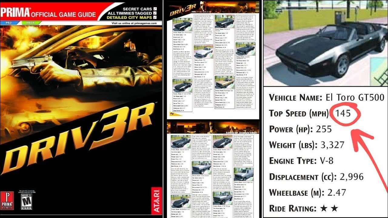 Driv3r Independent Vehicle Top Speeds (MPH) Miami "Prima Official Guide ...