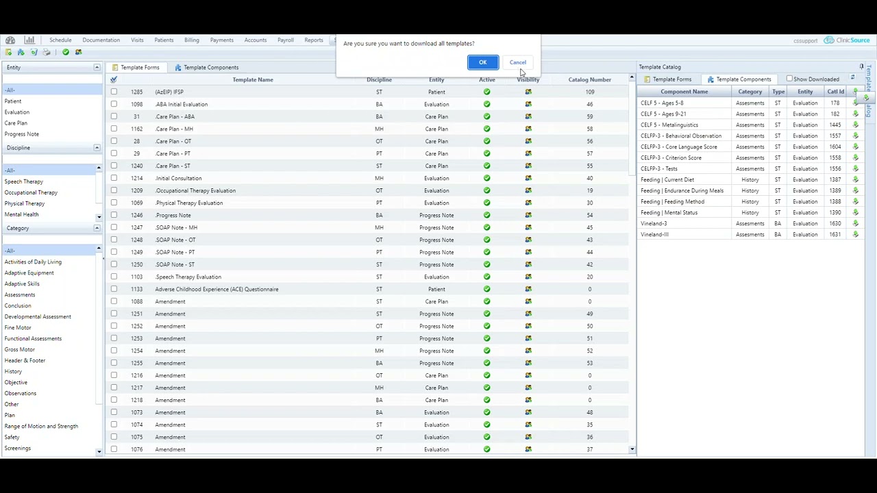 Template Catalog Functionality in ClinicSource - YouTube