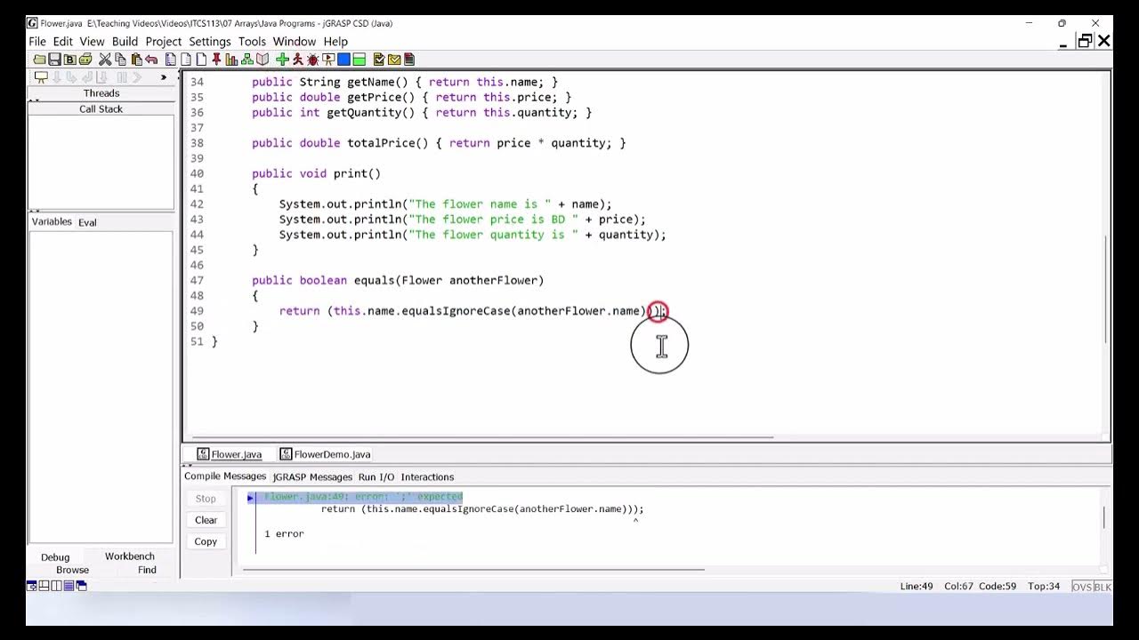 Lecture 69 - Chapter 6 - equals Method - ITCS113 - YouTube