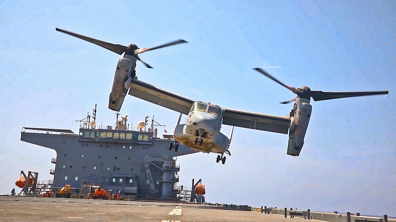 V 22 Osprey Landing on Carrier | U.S. Marine Corps video - YouTube