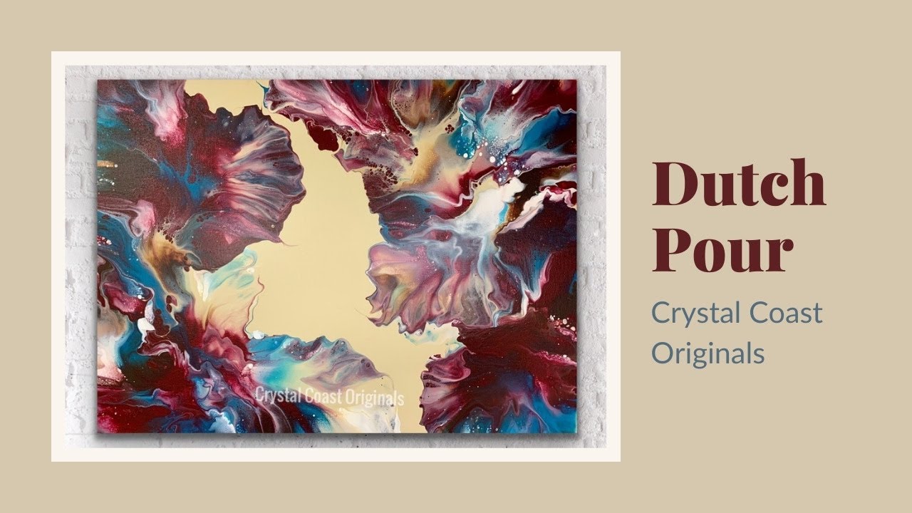 Beautiful Dutch Pour w/ Bordeaux Red, Turquoise and Brown/Abstract ...