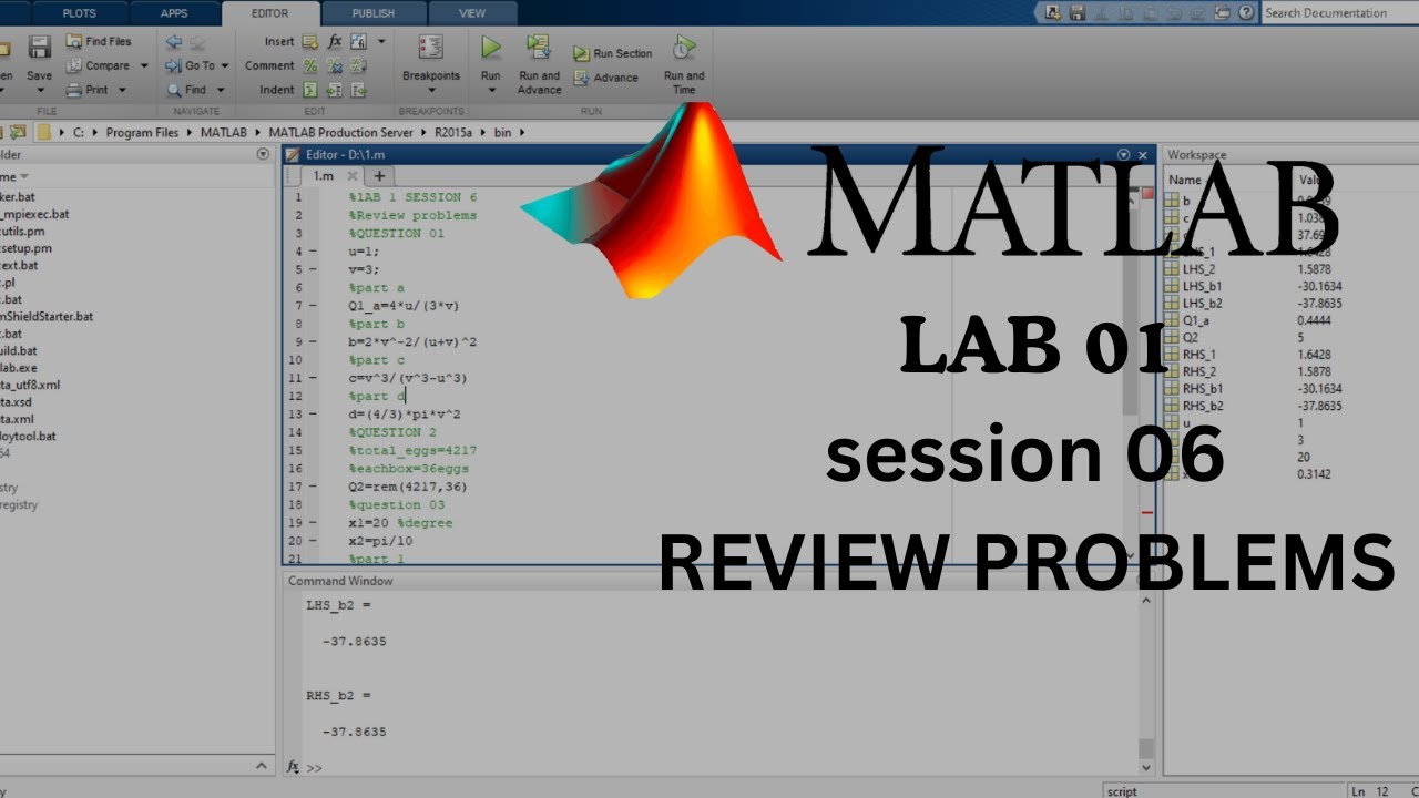 MATLAB LAB 01 REVIEW PROBLEMS - YouTube