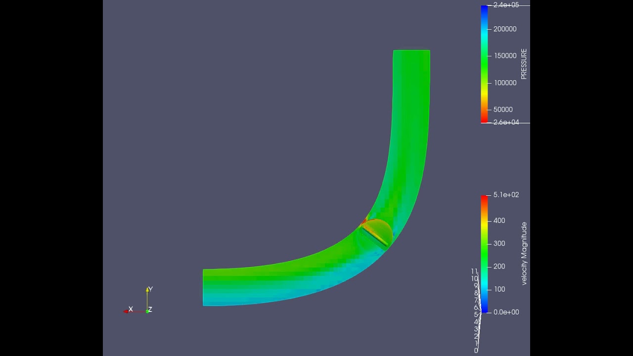 animation of velocity contour inside an elbow joint| Converge CFD - YouTube