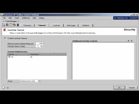 Inactivity Timeout by Rockton Software in Microsoft Dynamics GP - YouTube
