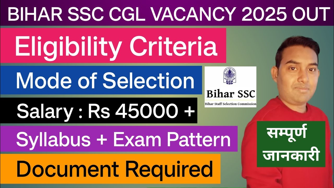 Bihar SSC CGL Vacancy 2025 | BSSC CGL Exam Pattern BSSC CGL Eligibility ...