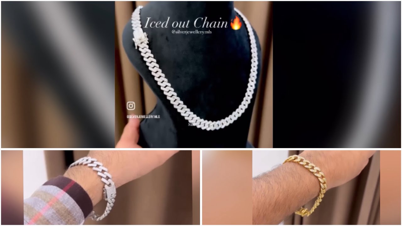 Pure 925 Silver Iced Out Chain/Bracelet🔥Cuban Hardik Pandya Chain ...