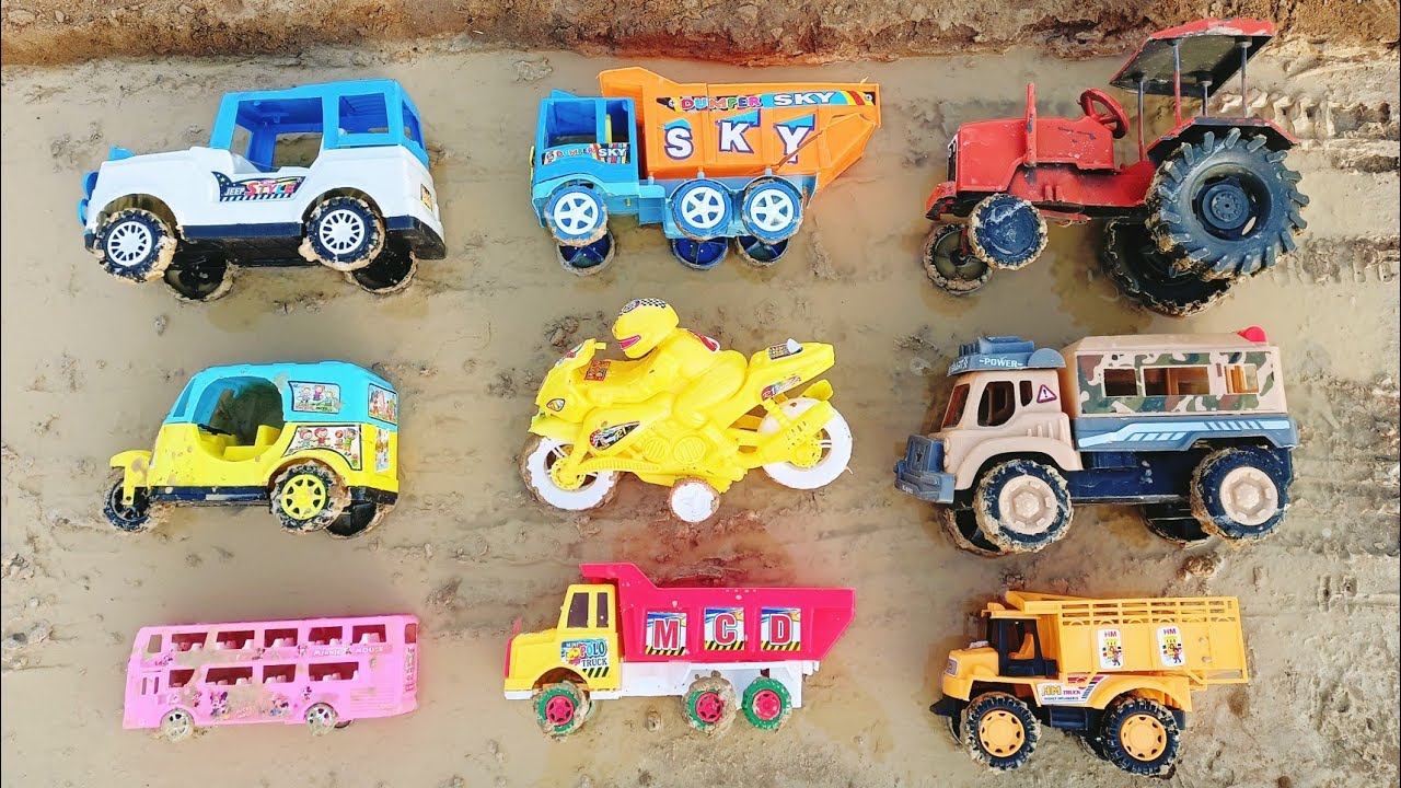Gadi Cartoon | For Kids | Bike | Jeep Car | HMT Tractor | Auto | Mini ...