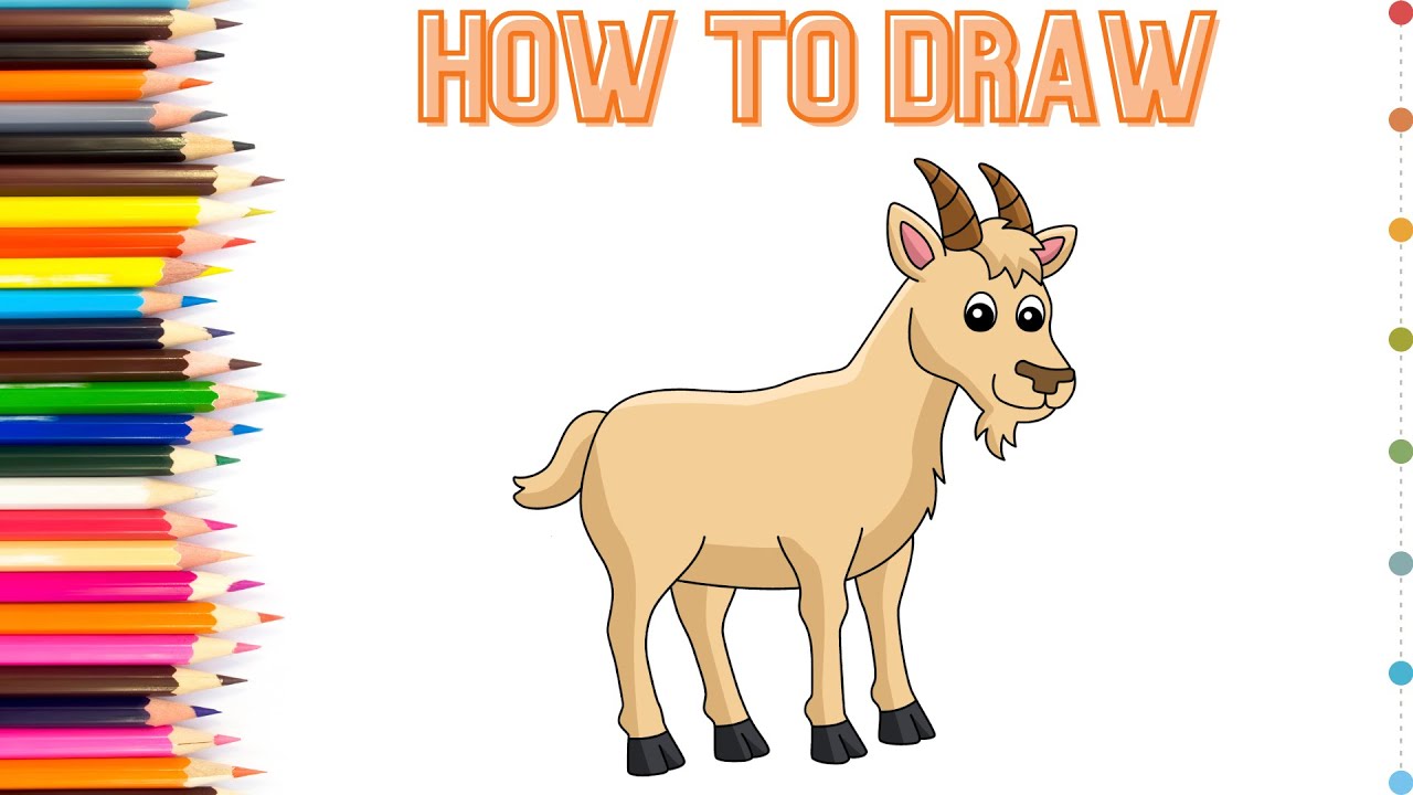 How to Draw a Cute Goat Step by Step 🐐 | Easy Goat Drawing Tutorial for ...