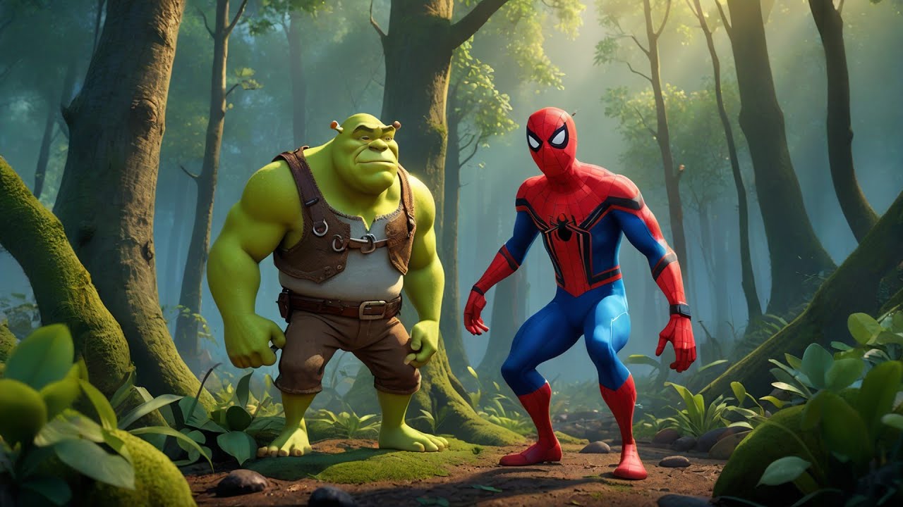 Shrek y Spider Man Aventura en el pantano - YouTube