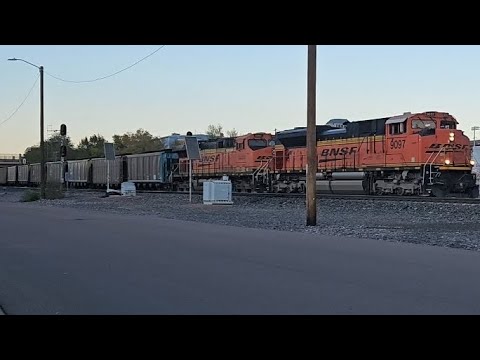 BNSF 9097 ACe Leads Full Coal Train SB With 3 Rear DPU's that includes a Unique Executive MAC ...