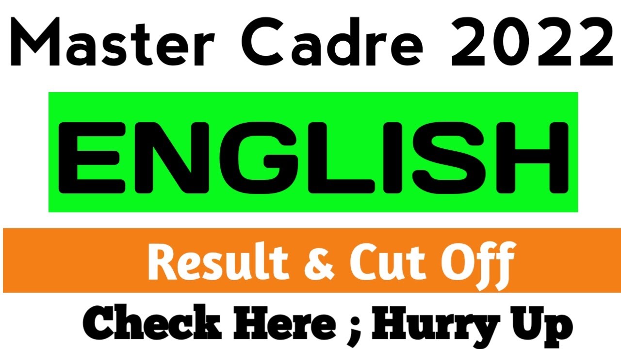 Master Cadre English Result Declared 2022 || Master Cadre English 4161 ...