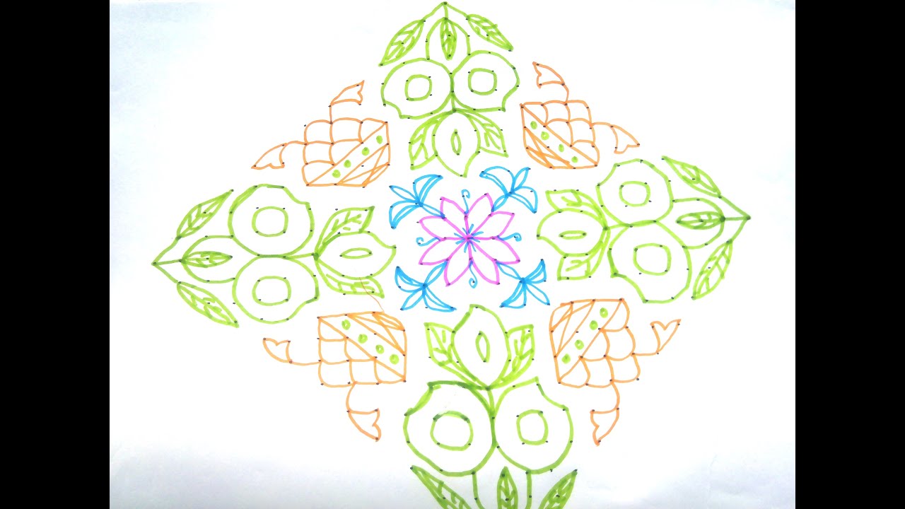 90)25x1 dots - mango, laddu Rangoli, muggu, kolam, telugu muggulu ...