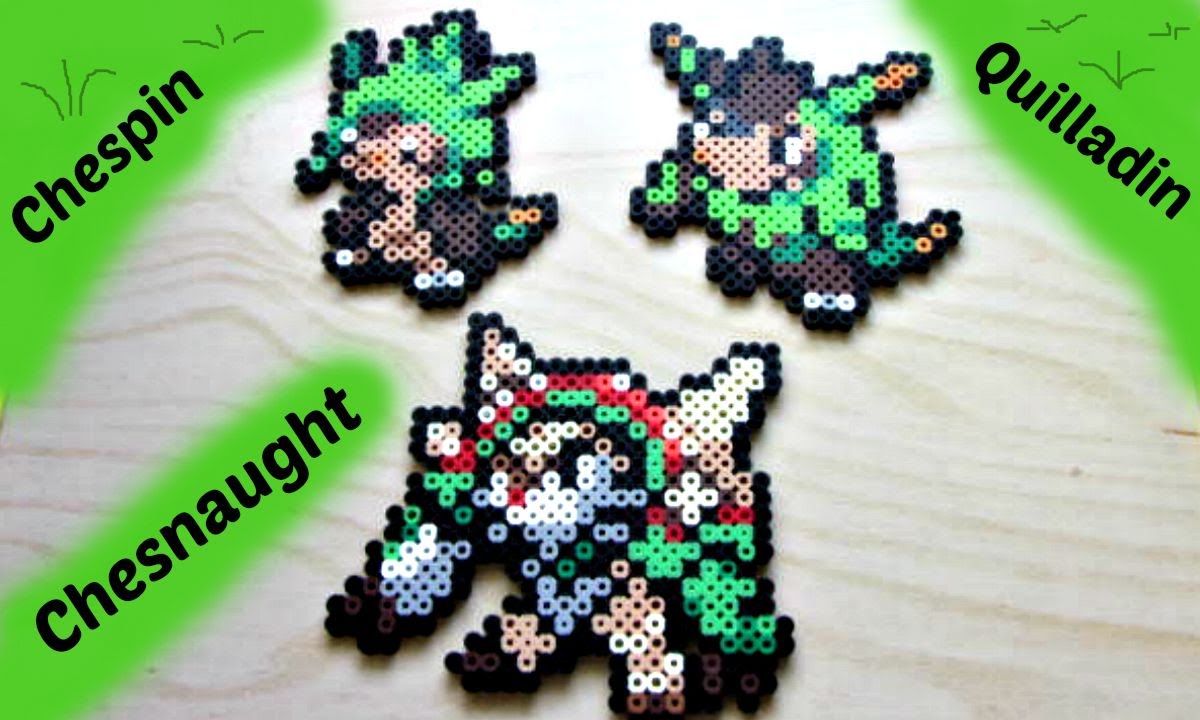 Perler Bead Pokémon: Chespin, Quilladin, Chesnaught (#650-652) - YouTube