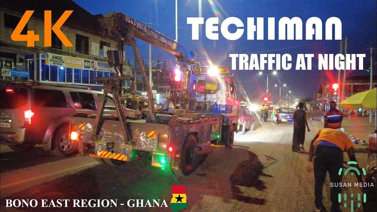 Techiman Traffic Light at Night Bono East Region Ghana 4K - YouTube