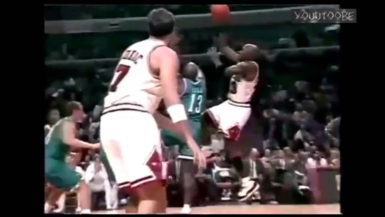 Michael Jordan One Handed Hang Time Shot - YouTube