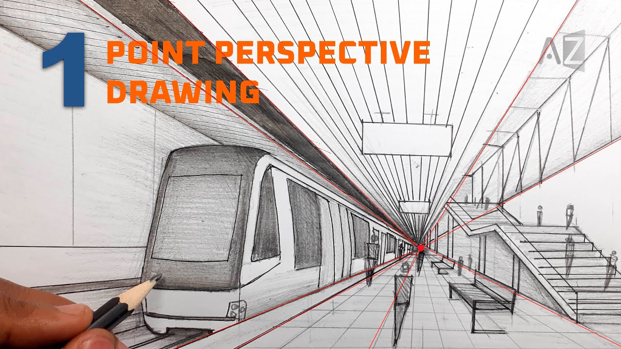 One-Point Perspective Drawing of a Subway Station – Step-by-Step - YouTube