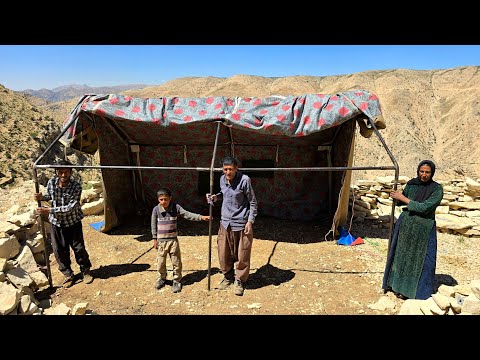 Iranian Nomadic Life: Nomadic Mountain Camp | Nomadic family setting up a traditional tent🏕