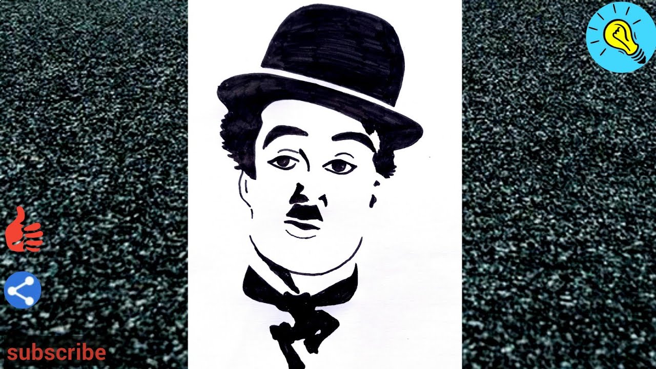 How To Draw Charlie Chaplin Face|| How To Draw Portrait Of Charlie ...