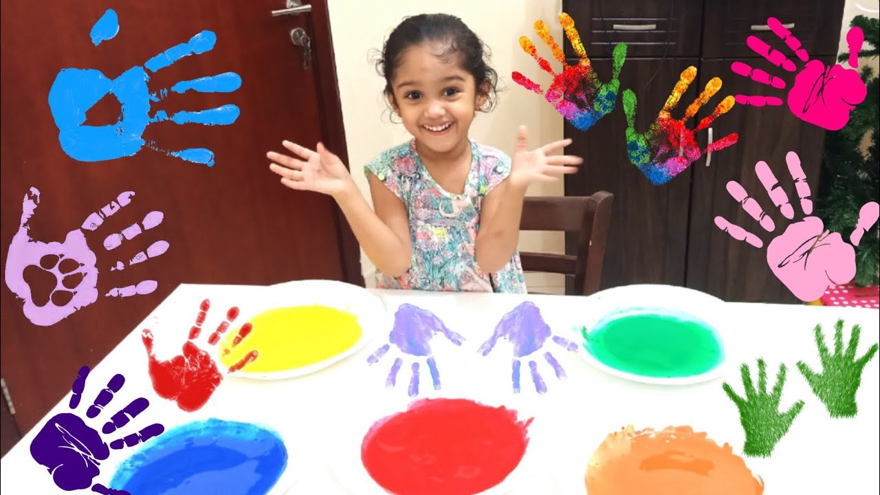 Fun colorful paint on hands || colorful hand prints|| kids ...